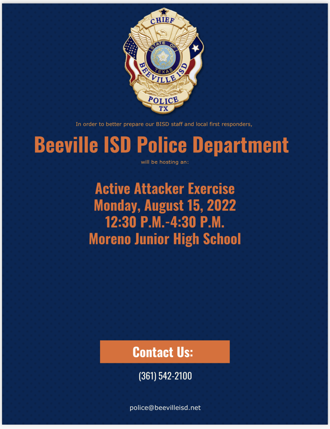 Official Website of Beeville, Texas - Beeville ISD Police Active ...